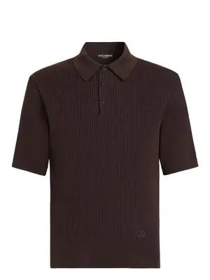 Dolce & Gabbana Micro-rib Cotton Polo Shirt - Brown