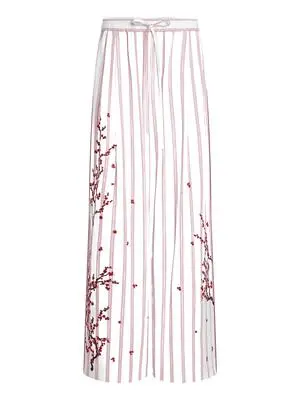 Dolce & Gabbana Poplin Trousers With Floral Embroidery - Multicolor