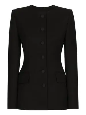Dolce & Gabbana Single-breasted Wool Crepe Jacket - Black