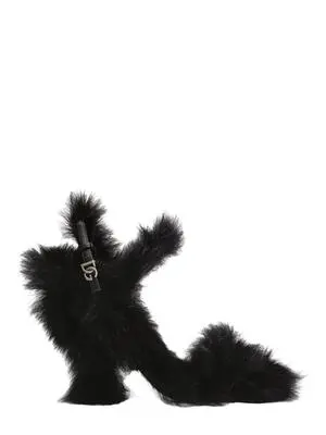 Dolce & Gabbana Shearling Keira 2.0 Sandals - Black