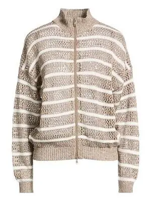 Brunello Cucinelli Cardigan In Linen And Nylon - Beige
