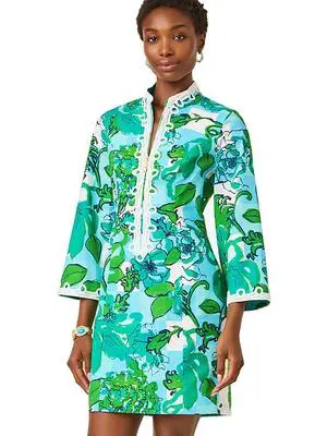 LILLY PULITZER Shealyn Cotton Dress - Capri Blue Rousseaus Roses Overlay