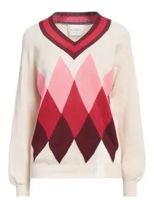 BALLANTYNE Ivory Cotton Geometric Print Sweater - White