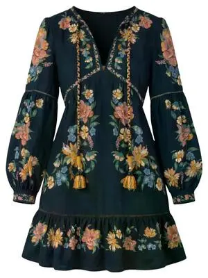 Farm Rio Maria Mini Dress - Blue