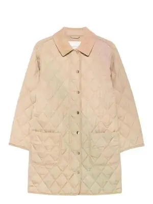 Gant Corduroy-collar Quilted Coat - Neutrals
