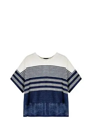 Giorgio Armani Striped Linen Jersey Jumper - Blue