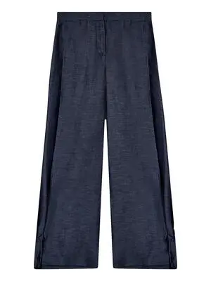 Giorgio Armani Wide-leg Trousers In Linen And Lyocell - Grey