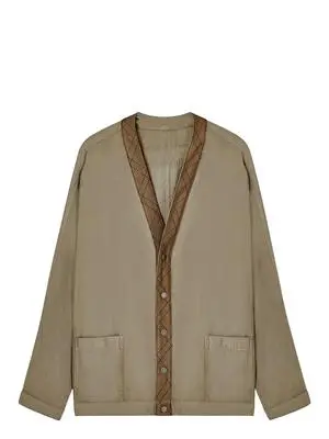 Giorgio Armani Shirt Jacket In Cupro And Linen - Brown