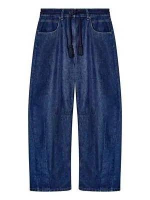 Giorgio Armani Five-pocket Stretch Cotton-denim Trousers With Belt - Blue