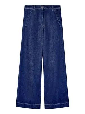 Giorgio Armani Stretch-cotton Denim Wide-leg Trousers - Blue