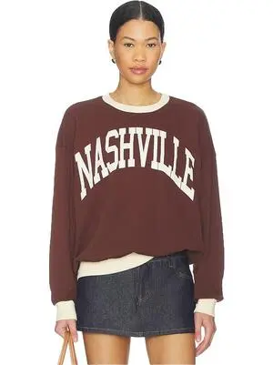 Daydreamer Nashville Colorblock Oversized Sweatshirt - Dark Auburn