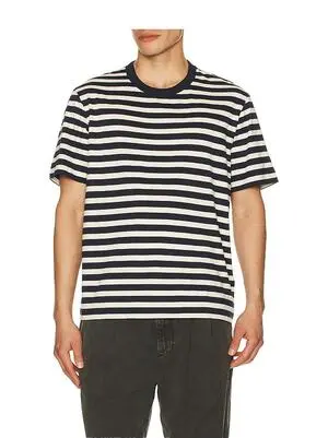 Nn07 Pedro Tee In Navy - Navy Stripe