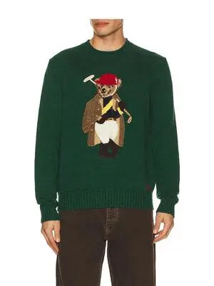 Polo Ralph Lauren Long Sleeve Cotton Linen Novelty Society Bear Rollneck Sweater - New Forest
