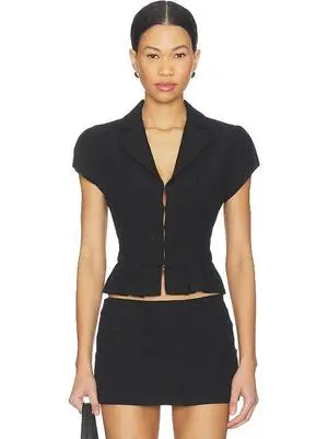 GUIZIO Cap Sleeve Bib Blazer - Black