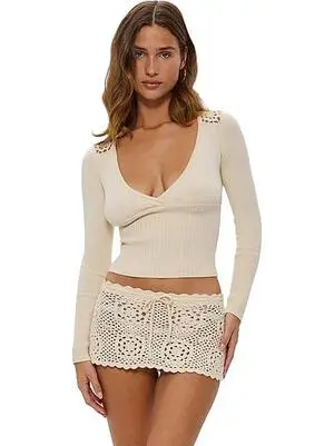 Victoria's Secret Frankies Bikinis Arlo Crochet Mini Skirt - White,ivory