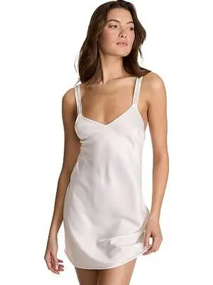Victoria's Secret Satin Slip Dress With Ombré Crystal Straps - White,ivory