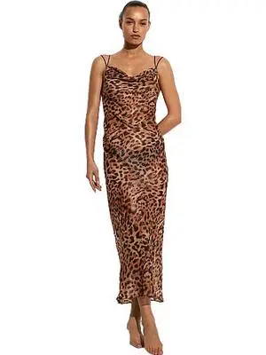 Victoria's Secret Geo Leo Chiffon Draped Maxi Slip Dress - Print