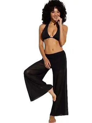 Victoria's Secret Swim Beachwear Mesh Foldover Pants - Black