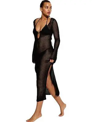 Victoria's Secret Swim Beachwear Crochet Maxi Dress - Black