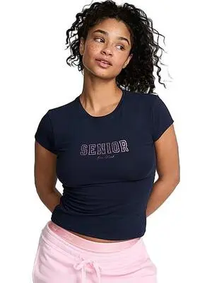 Pink Cotton Baby Tee - Blue