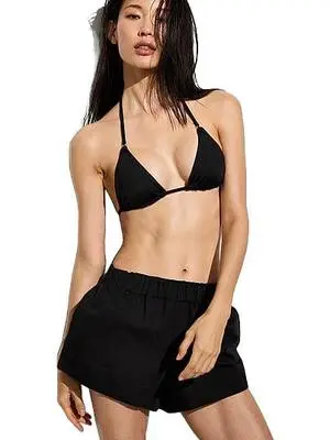 Victoria's Secret Swim Beachwear Linen Shorts - Black