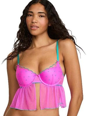 Pink Lightly Lined Babydoll Bra Top - Pink