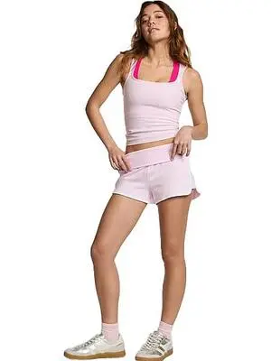 Pink Campus Fleece Foldover Shorts - Pink