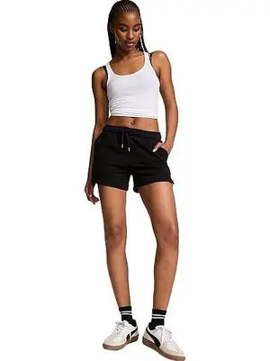 Pink Campus Fleece Roll-Down Shorts Black