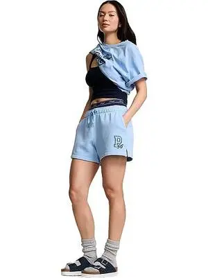 Pink Campus Fleece Roll-Down Shorts Blue