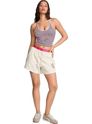 Pink Campus Fleece Roll-down Shorts - Grey