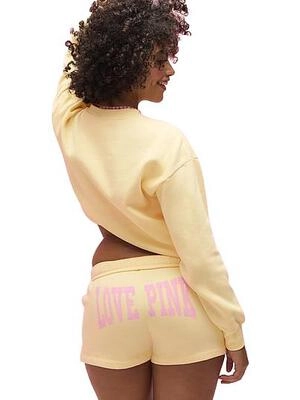 Pink Campus Fleece Roll-Down Shorts Yellow