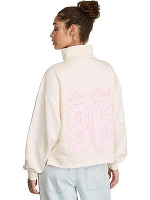 Pink Quarter-zip Sweatshirt - Grey
