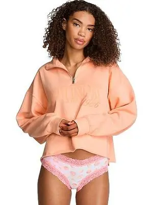 Pink Campus Fleece Quarter-zip Sweatshirt - Orange