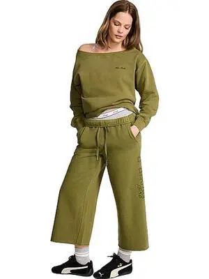 Pink Campus Fleece™ Cropped Wide-leg Sweatpants Green