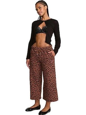 Pink Campus Fleece™ Cropped Wide-leg Sweatpants Print