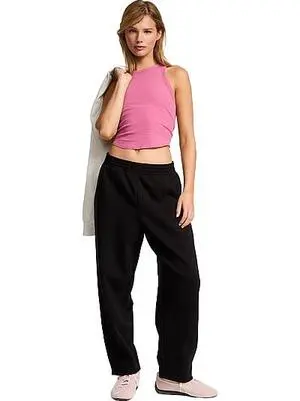 Pink Campus Fleece Seamed Barrel Sweatpants - Black