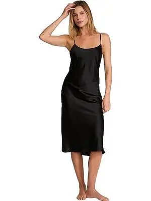 Victoria's Secret Satin Slip Midi Dress - Black