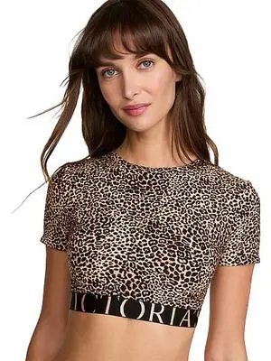Victoria's Secret The T-shirt Cotton Short-sleeve Bralette Crop Top - Print