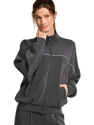 Victoria's Secret Vsx Featherweight Knit Full-zip Track Jacket - Black