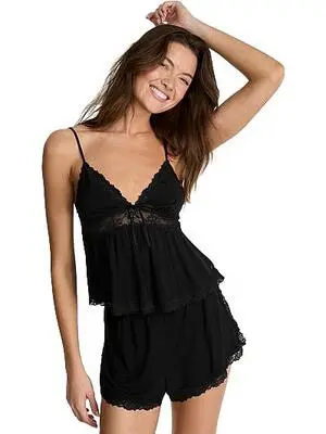Victoria's Secret Modal Lace-trim Cami & Shorts Set - Black