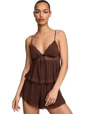 Victoria's Secret Modal Lace-trim Cami & Shorts Set - Brown
