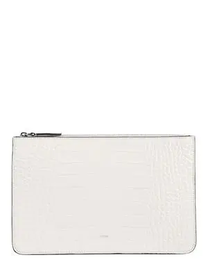 TOTEME Threefold Croco-embossed Leather Clutch - Off-white