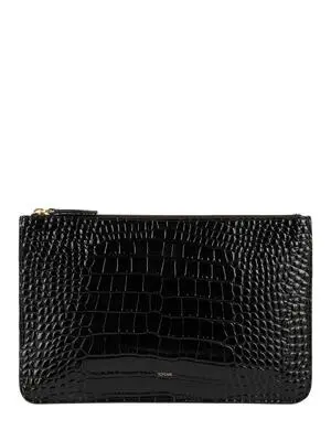 TOTEME Threefold Croco-embossed Clutch - Black