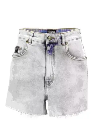 Versace Logo-patch Denim Shorts - Grey