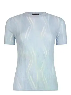 Liu Jo Short-sleeve Ribbed Top - Blue