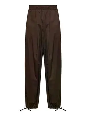 BLANCA VITA Elasticated-waisted Drawstring-hem Trousers - Brown