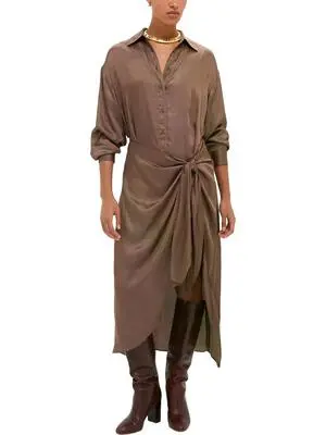 APIECE APART Alessandra Tie-waist Midi Dress - Brown