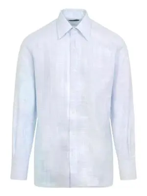 TOM FORD Check Cotton Shirt Blue