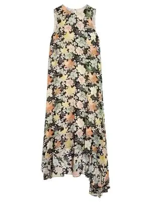 SEMICOUTURE Floral Print Sleeveless Maxi Dress - Black