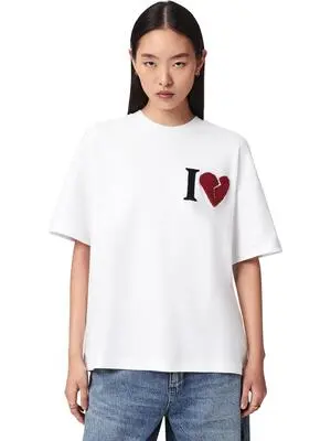 ALLSAINTS Heart Etta Oversized T-Shirt Optic White